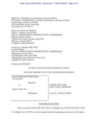 EEOC vs ADECCO COMPLAINT | PDF