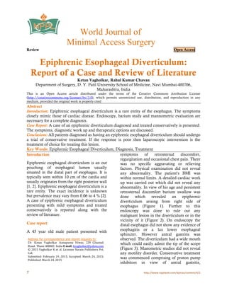 EPIPHRENIC ESOPHAGEAL DIVERTICULUM | PDF