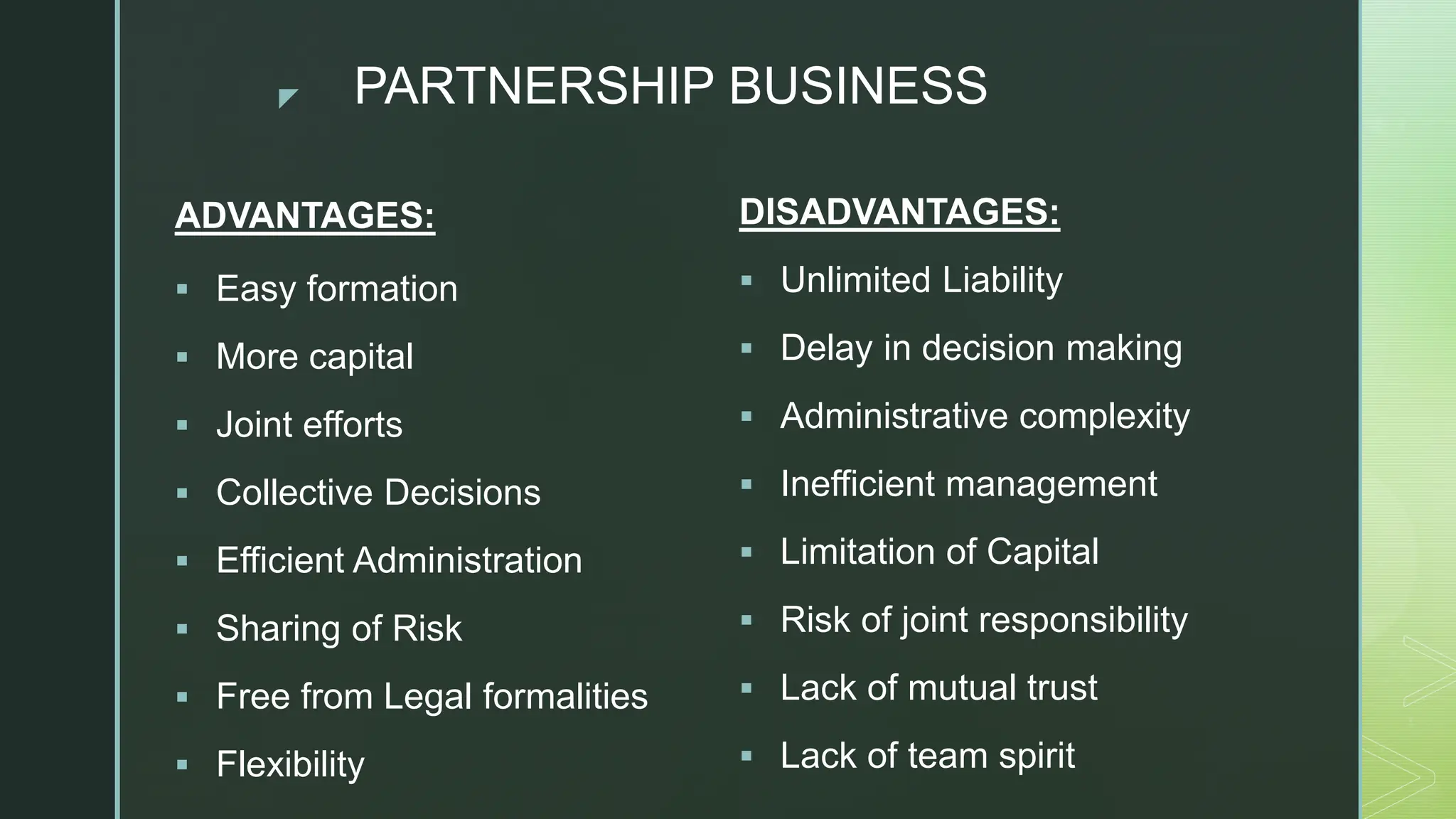 Partnership, types of partnership, benefits of partnership | PPT
