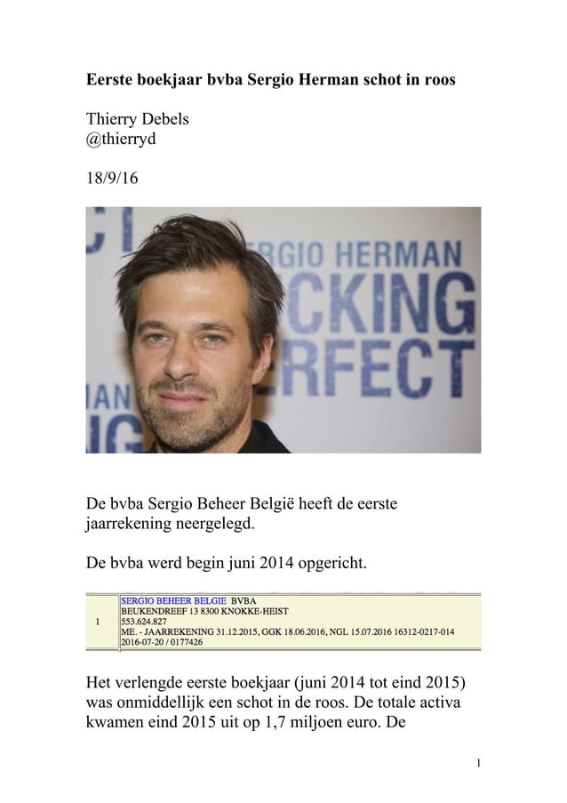 Eerste boekjaar bvba Sergio Herman meteen schot in roos | PDF