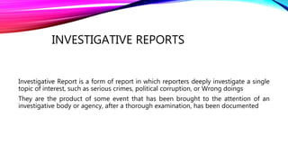 Report Writing (Investigative Report) | PPTX