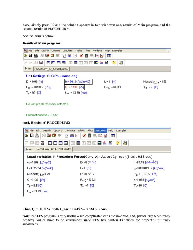 EES Functions and Procedures for Forced convection heat transfer | PDF ...