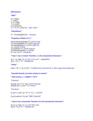 EES Functions and Procedures for Natural convection heat transfer | PDF