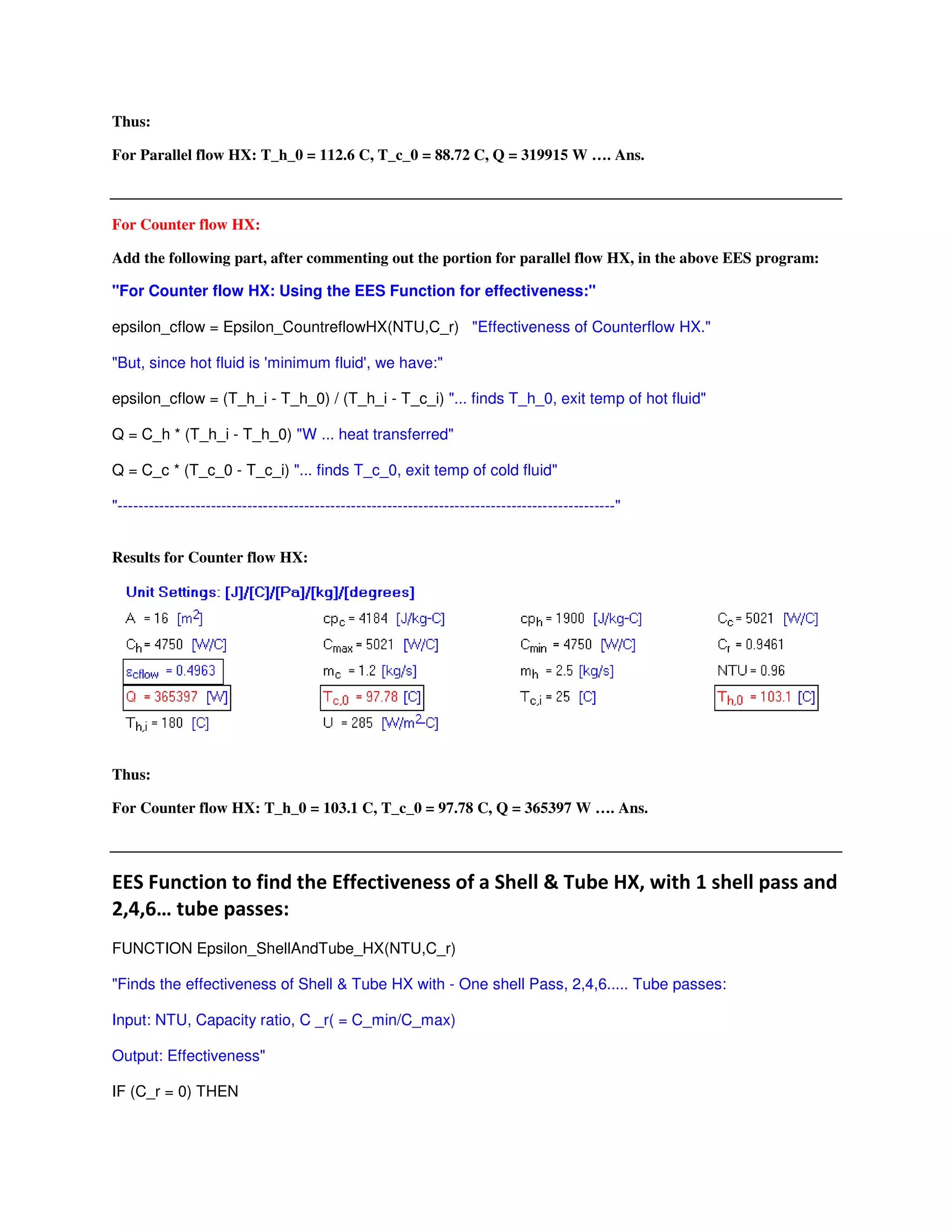EES Procedures and Functions for Heat exchanger calculations | PDF
