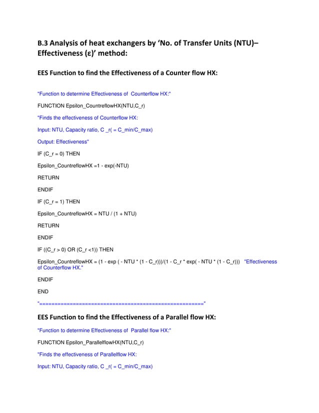 EES Procedures and Functions for Heat exchanger calculations | PDF