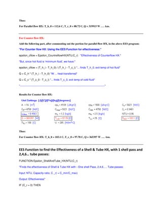 EES Procedures and Functions for Heat exchanger calculations | PDF