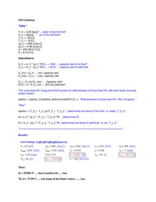 EES Procedures and Functions for Heat exchanger calculations | PDF