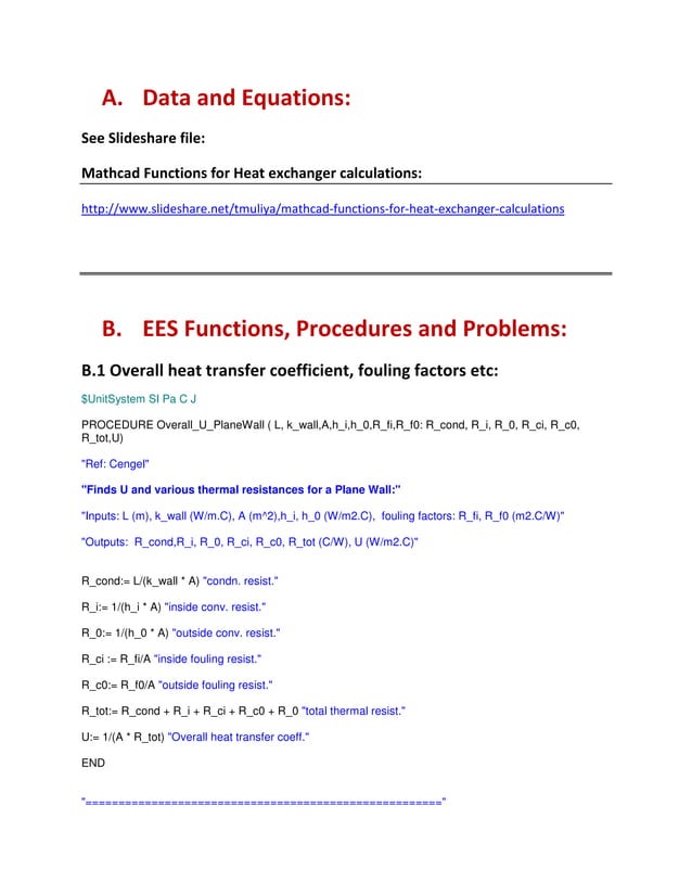 EES Procedures and Functions for Heat exchanger calculations | PDF
