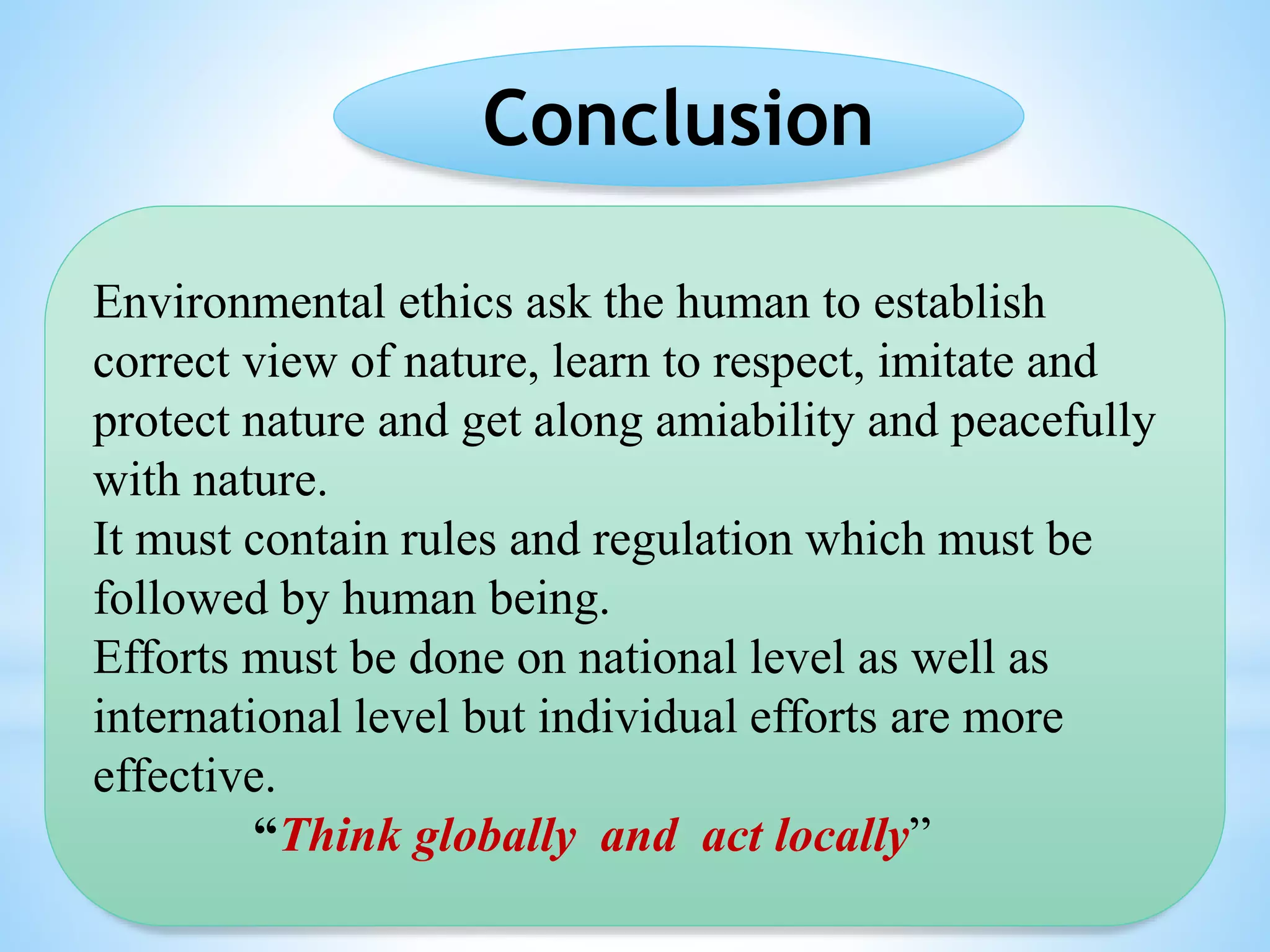 Environmental Ethics and social responsibility / Ethics and social ...