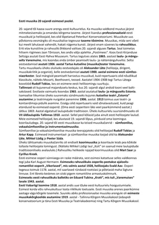 Eesti muusika 20 sajandi esimesel poolel | PDF