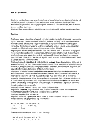 Eesti rahvalaul | DOCX