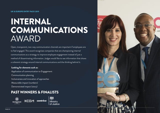 The 2019 UK & European Employee Engagement Awards Entry Pack | PPT