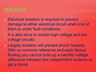Earthing, grounding and isolation | PPTX