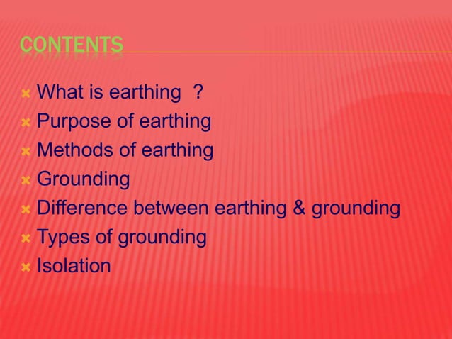 Earthing, grounding and isolation | PPTX | Science