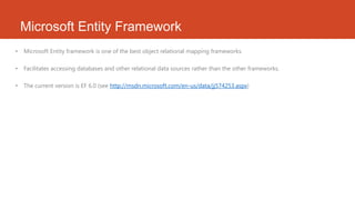 Microsoft Entity Framework | PPT
