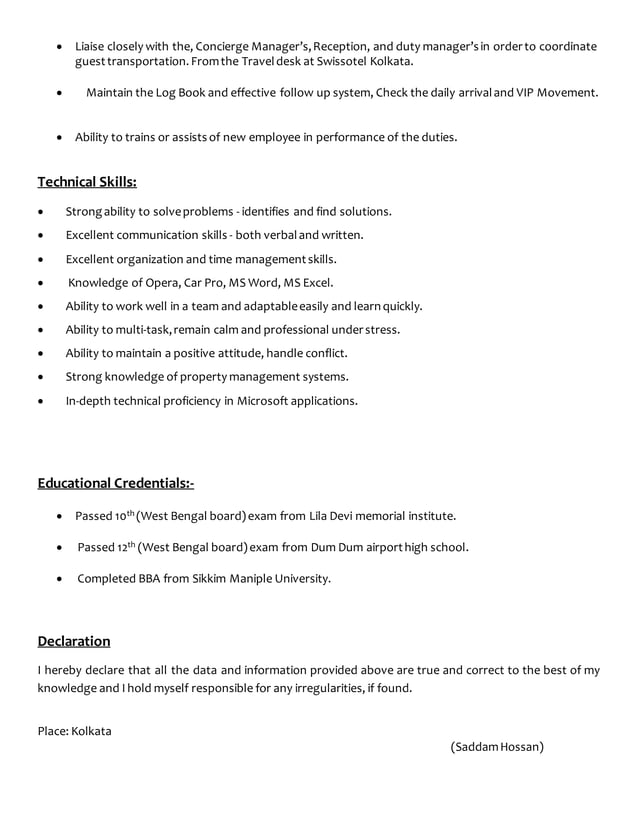 Resume_saddam | DOCX | Business Administration | Business