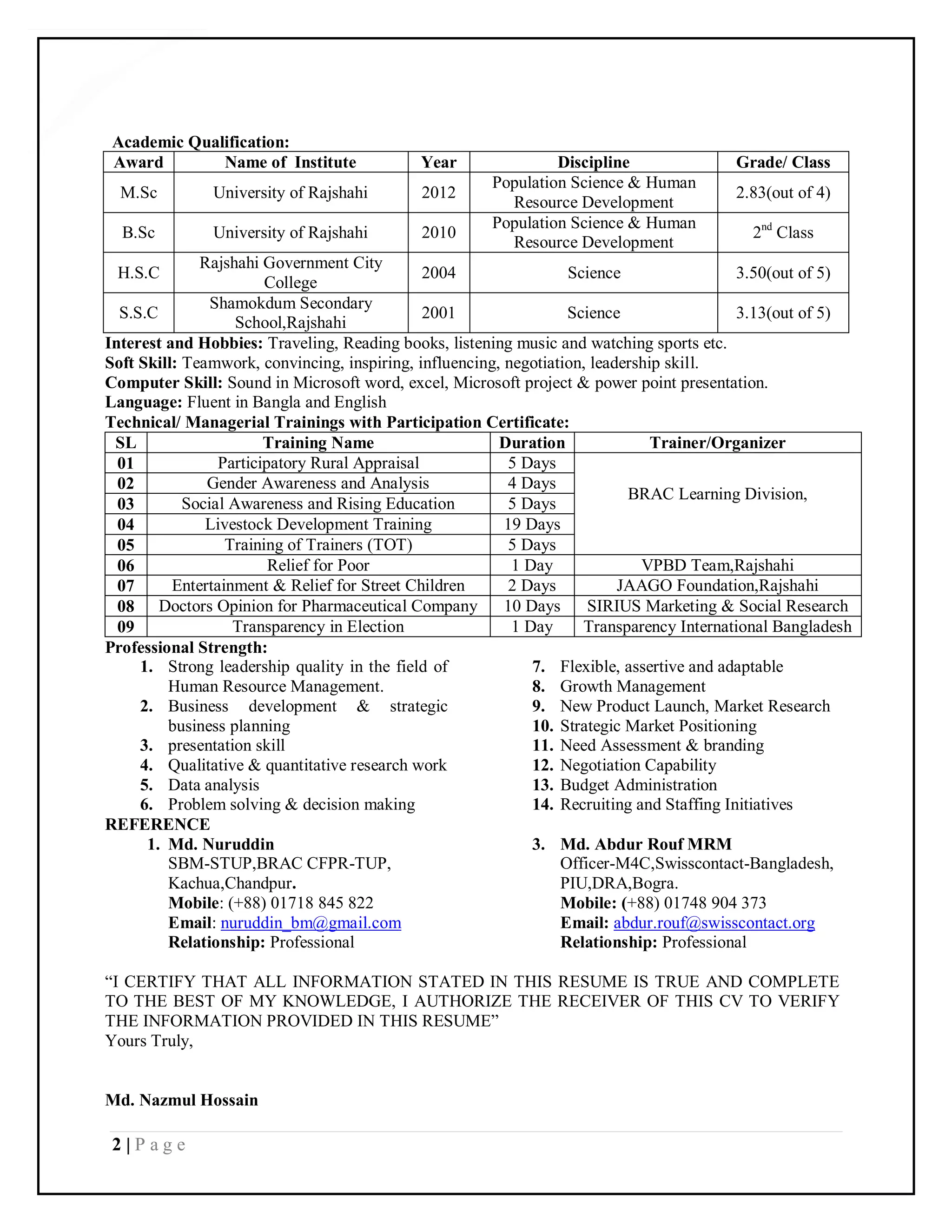 Md. Nazmul Hossain | PDF | Human Resources | Business