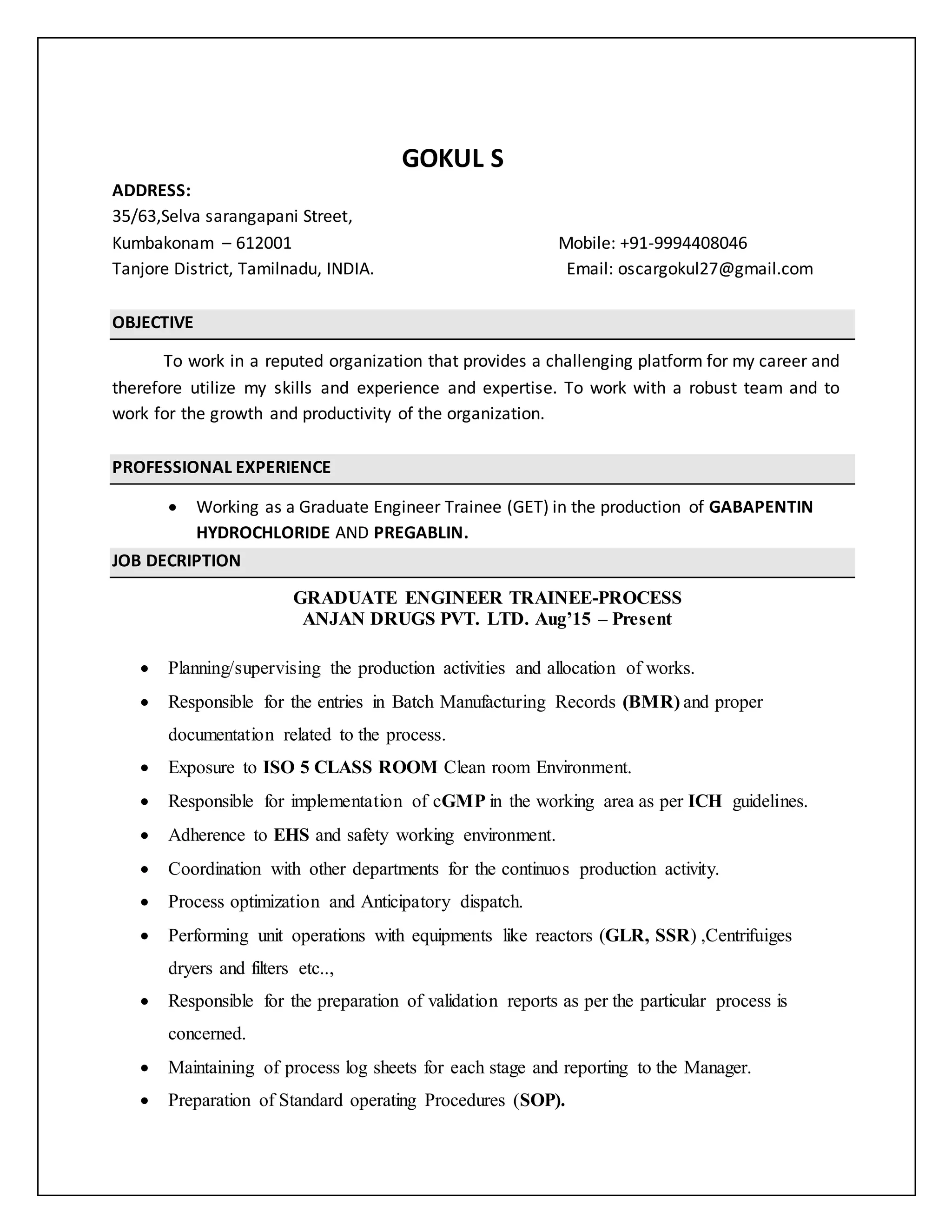 updated reume gokul | PDF