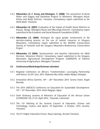 MBWAMBO CV 2016 | PDF