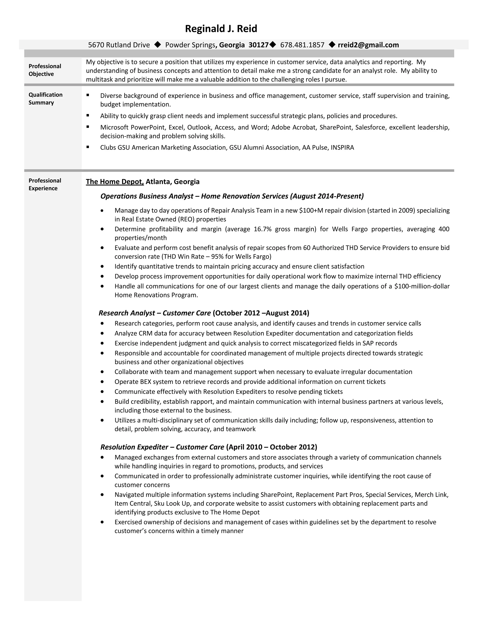 Reginald Reid Resume 2016 | PDF