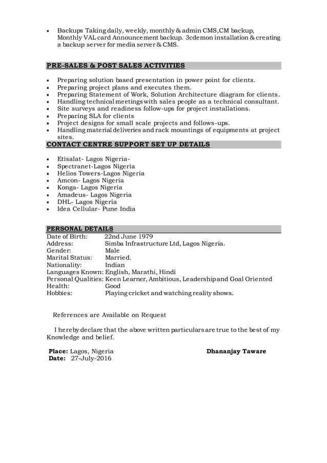 Dhananjay CV-Avaya Specialist | PDF