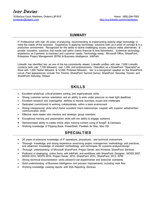 Ivor Davies Resume - March 3rd 2016 | PDF