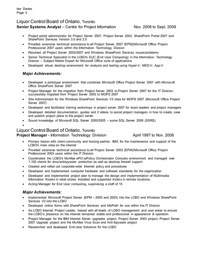 Ivor Davies Resume - March 3rd 2016 | PDF