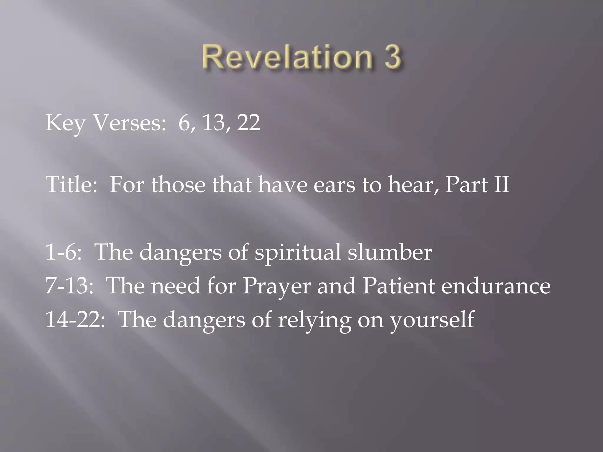 Revelation 3 chapter summary | PPTX