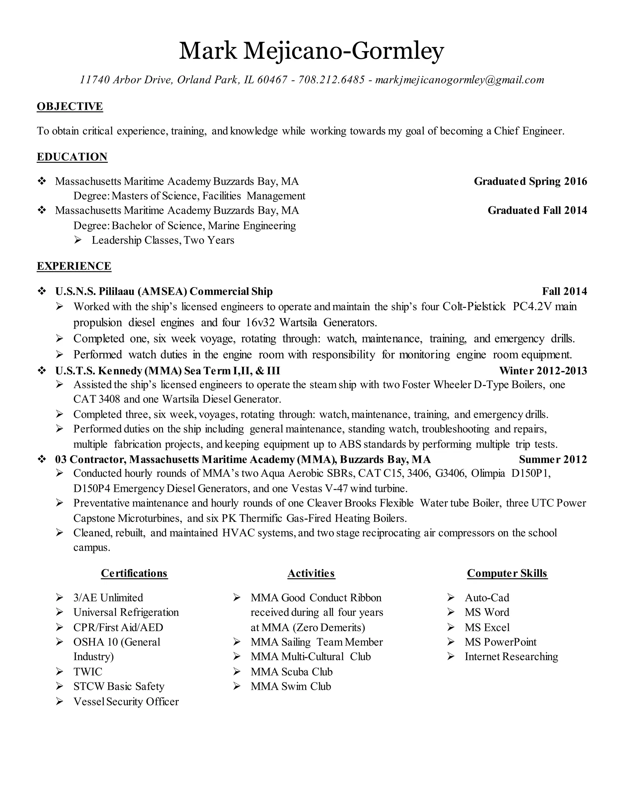 Mark Mejicano-Gormley Resume | PDF