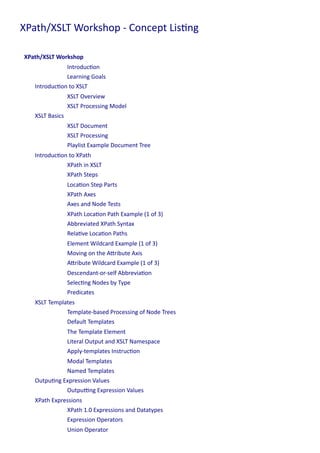 XPath XSLT Workshop - Concept Listing | PDF