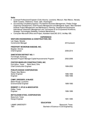 E. Thor Anderson resume 2016 | DOCX | Civil Engineering Industry ...