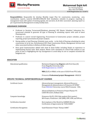 Snr. Planning Engineer -WP- Kemya Sabic | PDF