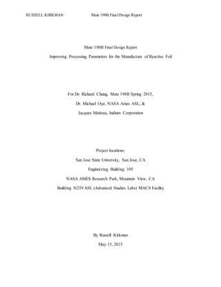 Russell Kirkman Mate 198B Final Design Report | DOCX