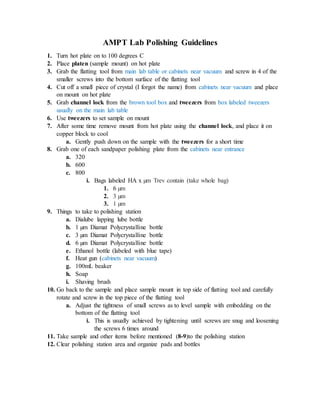 AMPT Lab Polishing Guidelines | PDF