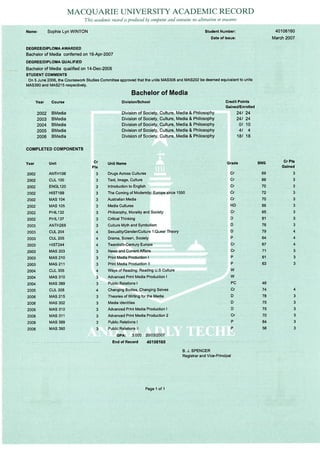 University Transcript | PDF