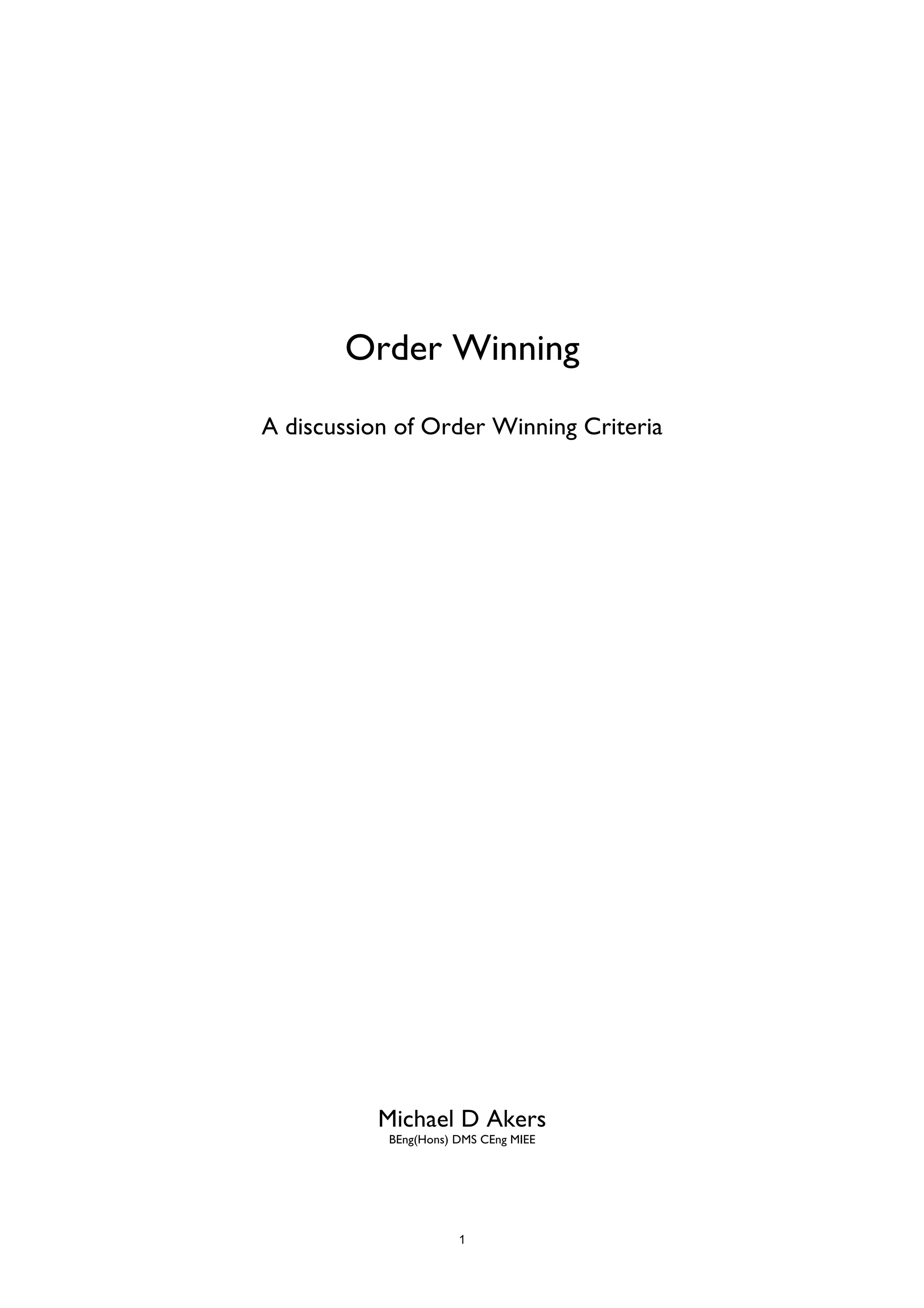Order Winning | PDF