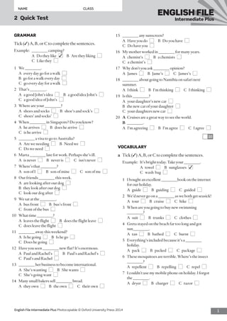 Ef3e intplus quicktest_02 | PDF | Education