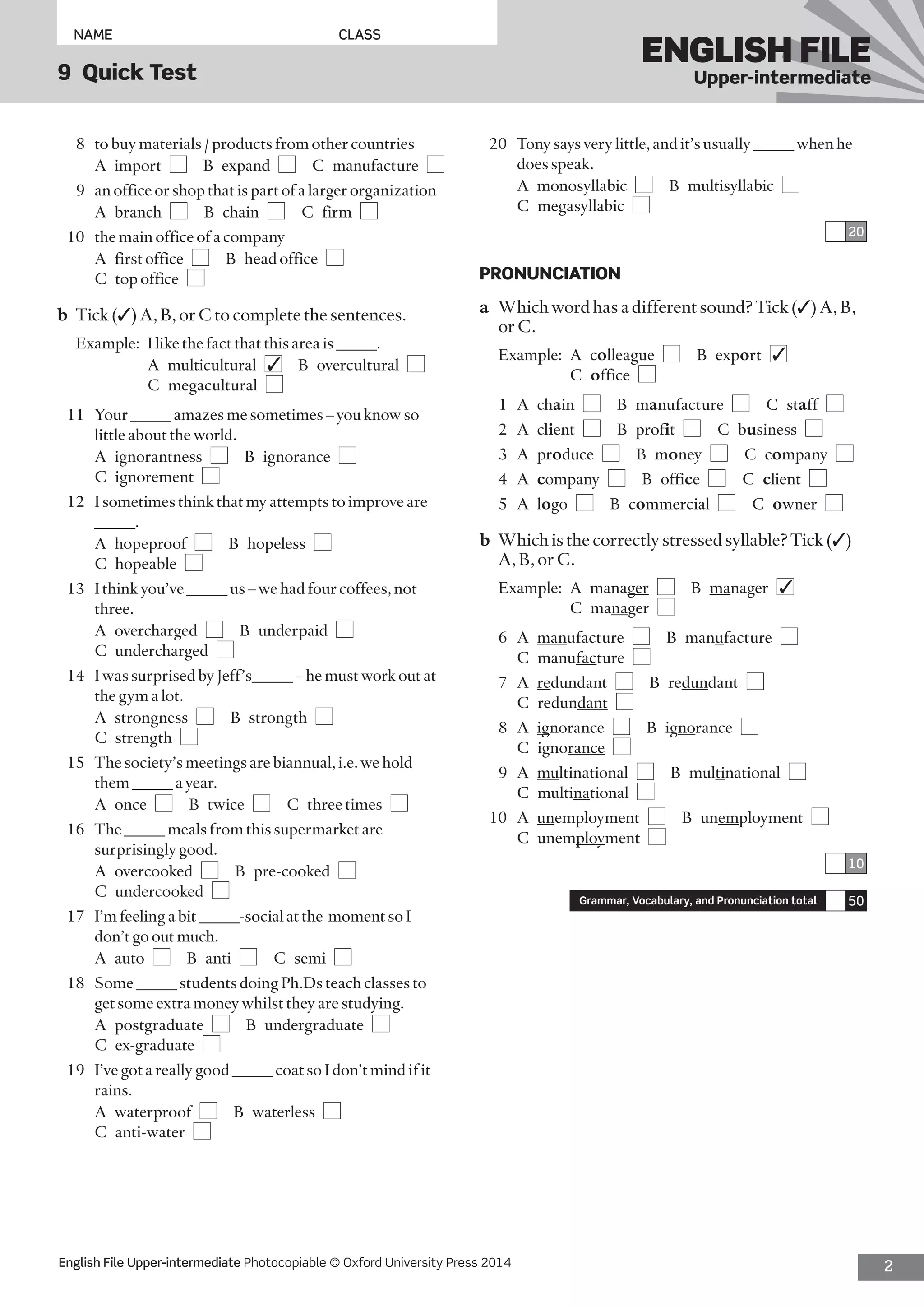 Ef3e uppint quicktest_09 | PDF