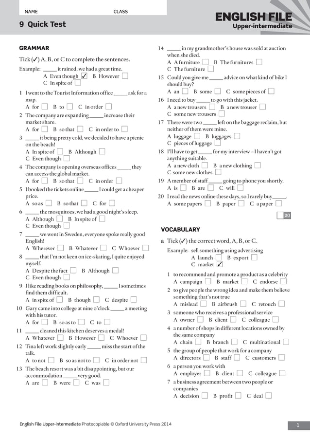 Ef3e uppint quicktest_09 | PDF