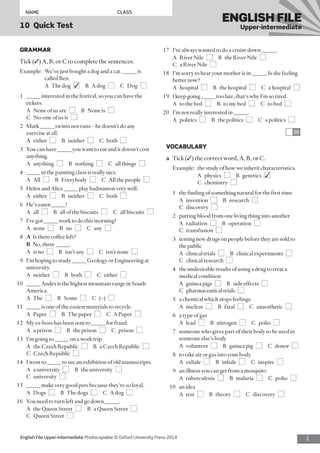 Ef3e uppint quicktest_10 | PDF | Medical Health