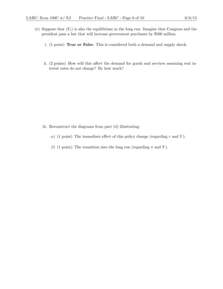 LARC Econ 100C - Practice Test | PDF