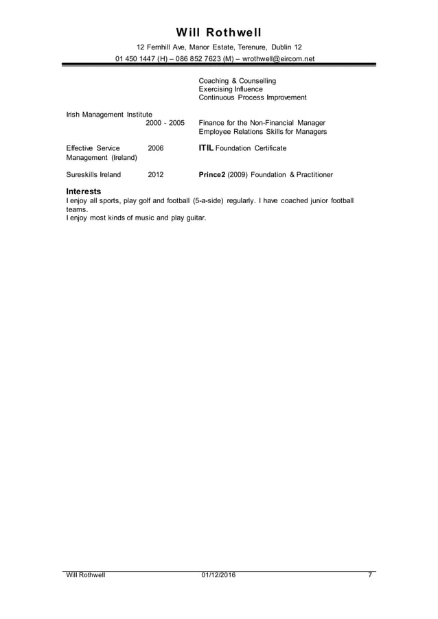Will Rothwell CV2016 v2 0 | DOCX | Computing | Technology & Computing