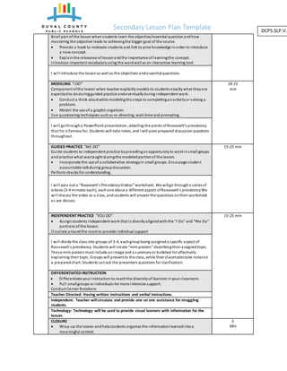Lesson Plan Roosevelt | DOCX | Educational Assessment | Education