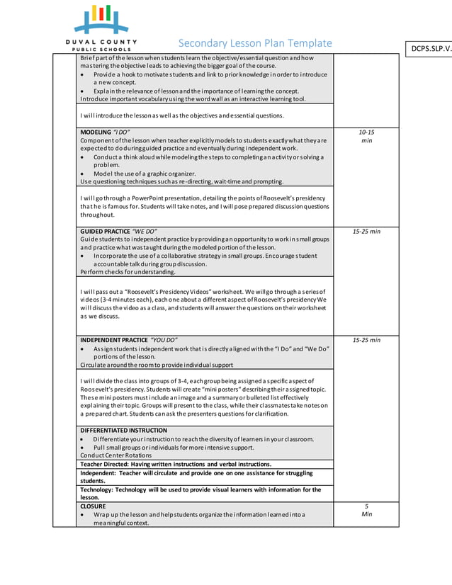 Lesson Plan Roosevelt | PDF