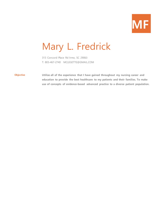 Mary L. Fredrick Resume | DOCX