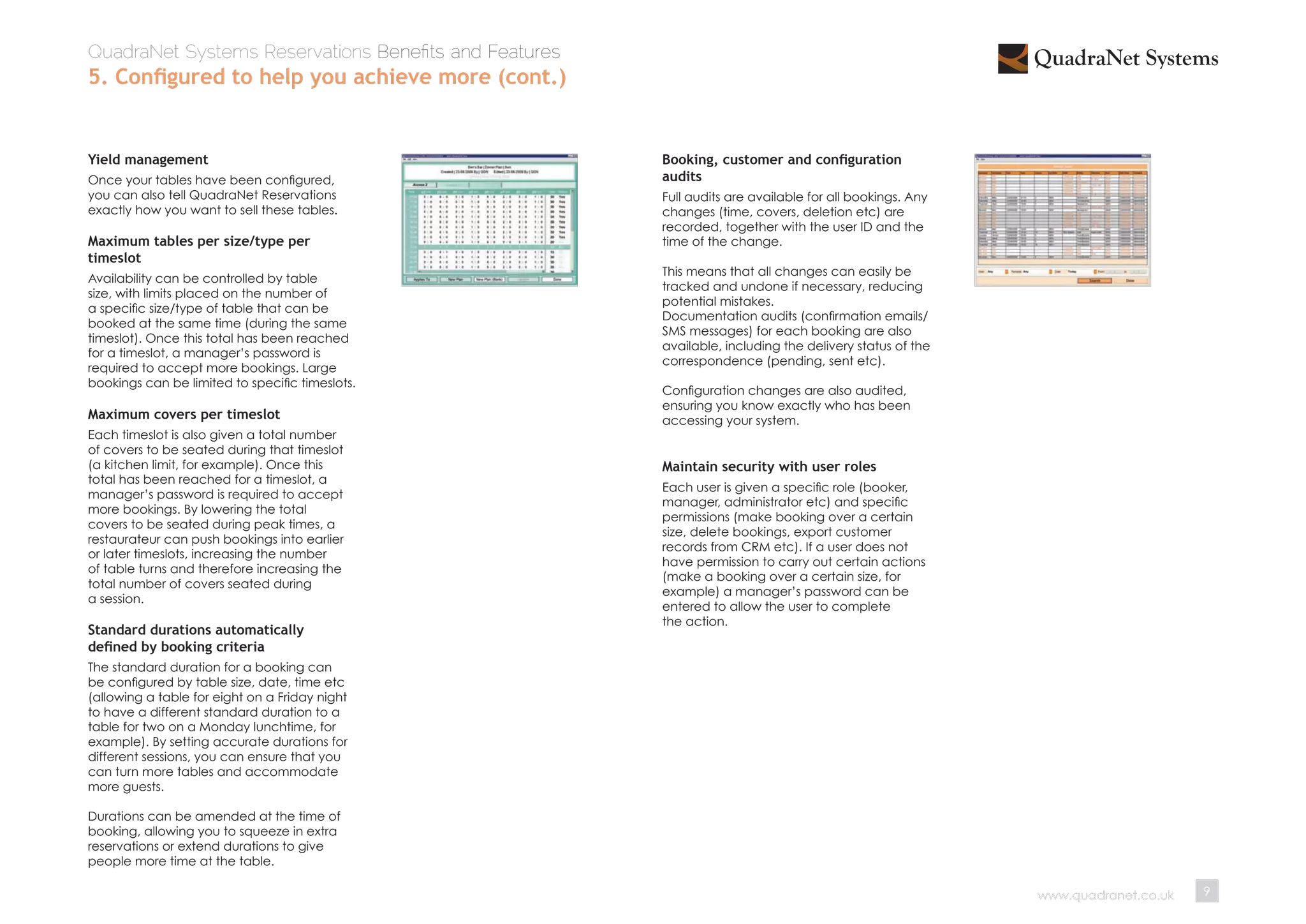 QuadraNet Reservations Features | PDF