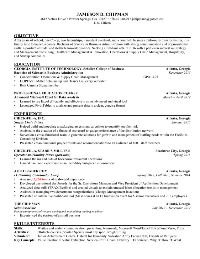 Resume - Jameson Chipman | PDF | Business Administration | Business
