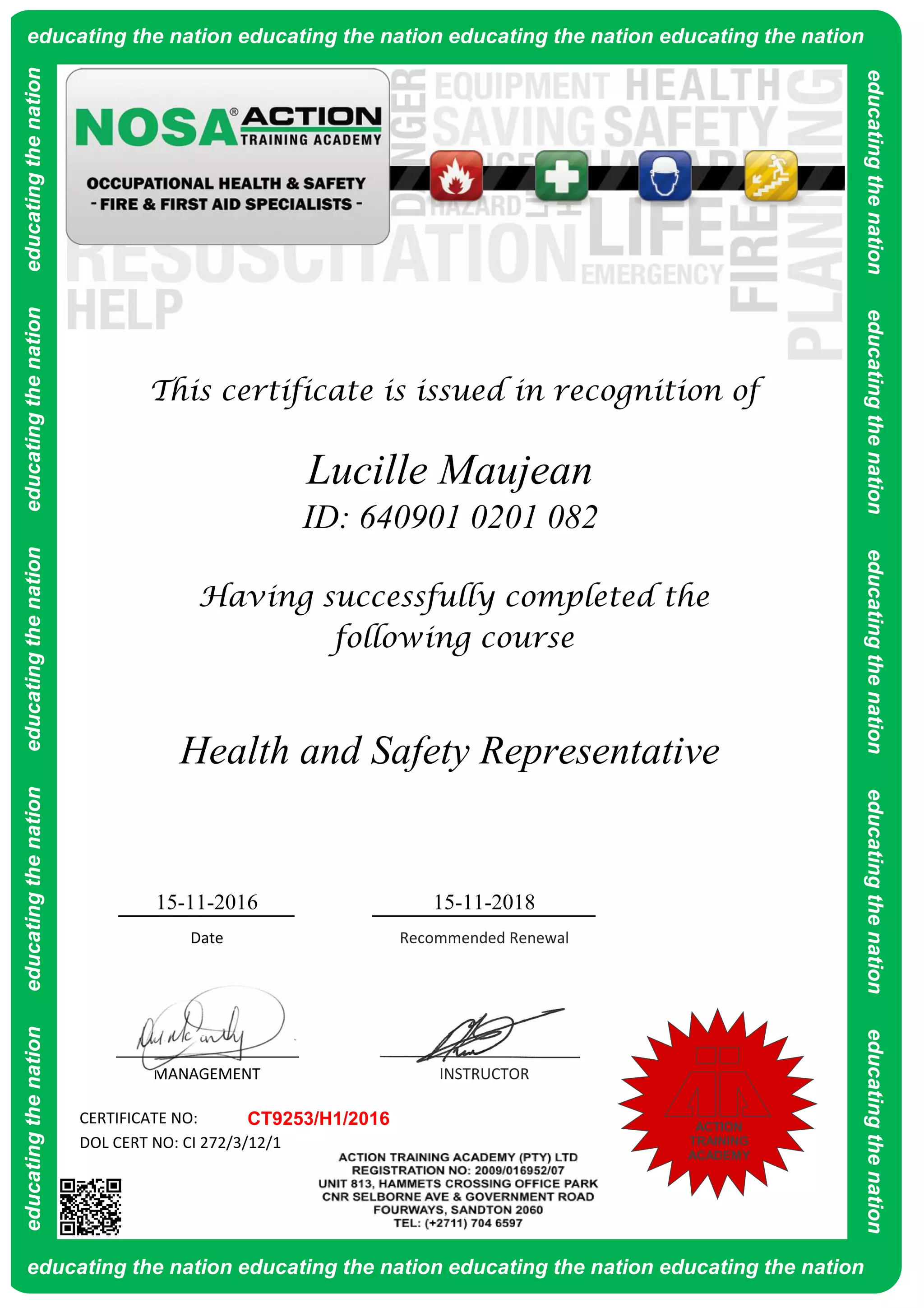 HEALTH AND SAFETY REPRESENTATIVE | PDF