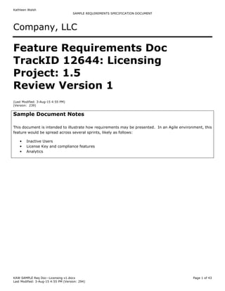 KAW SAMPLE Req Doc--Licensing v1 | PDF