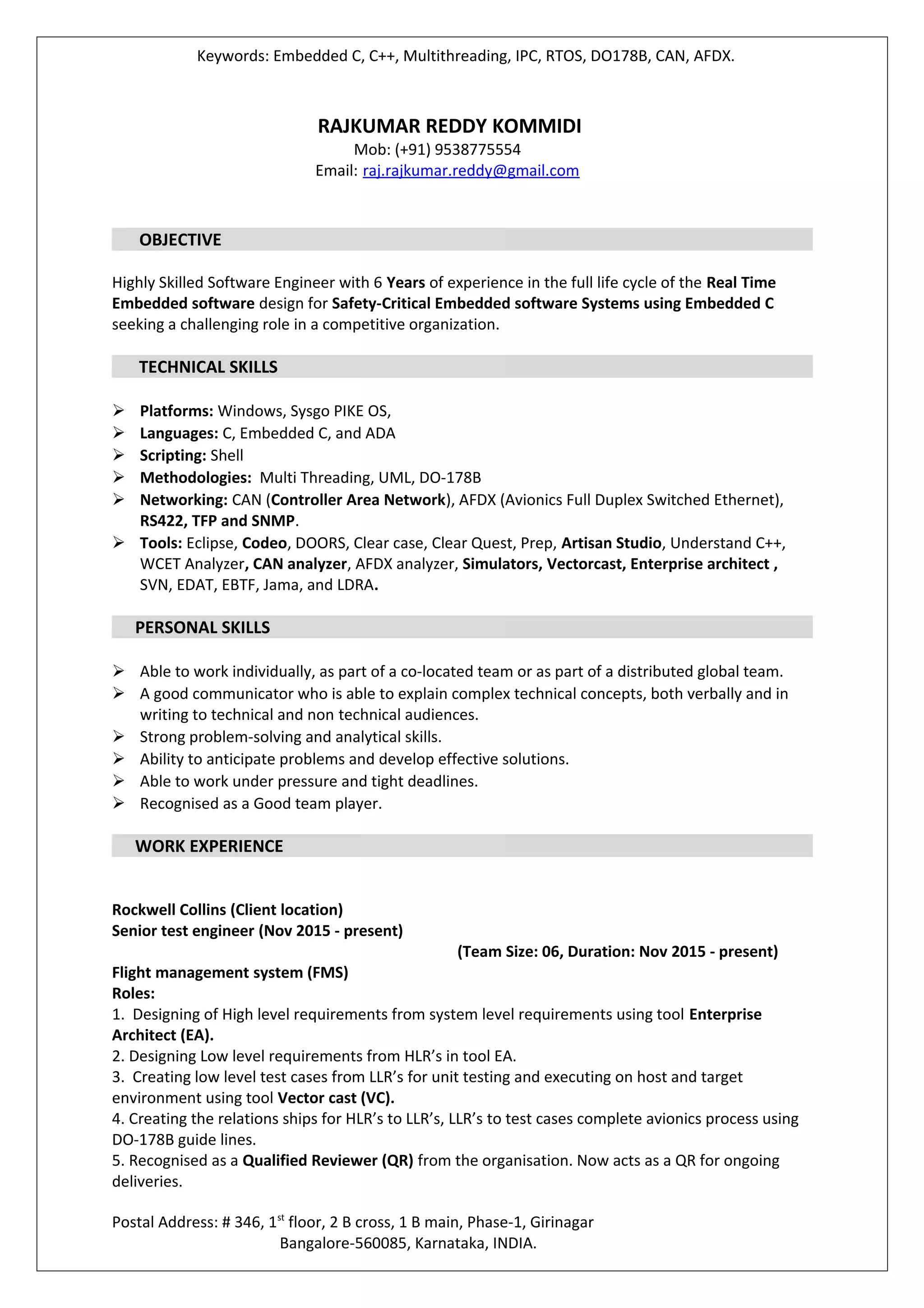 Rajkumar reddy Kommidi Resume | PDF